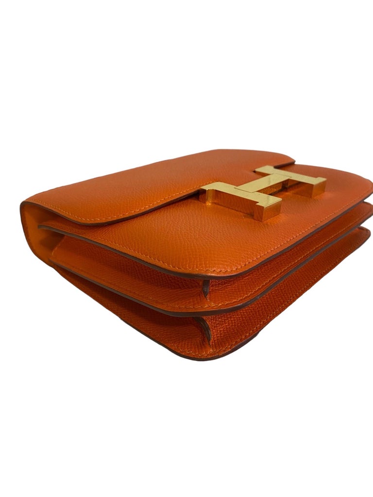 Hermes Constance Mini Epsom Orange And Gold For Sale at 1stDibs