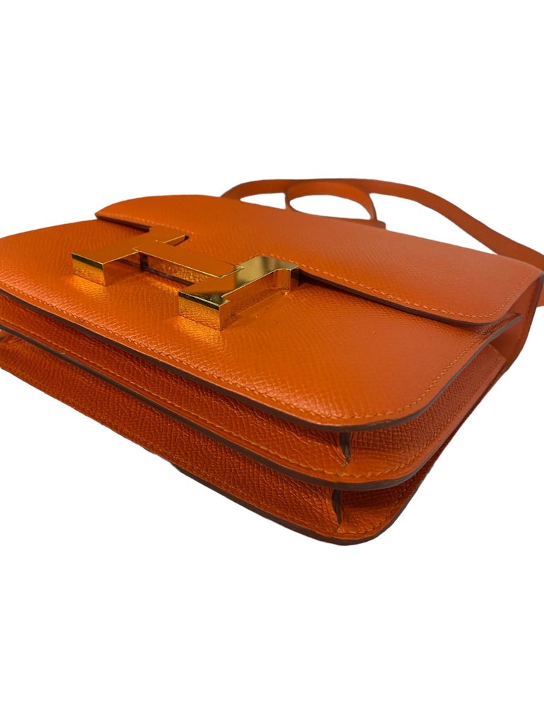 Hermes Constance Mini Epsom Orange And Gold For Sale at 1stDibs