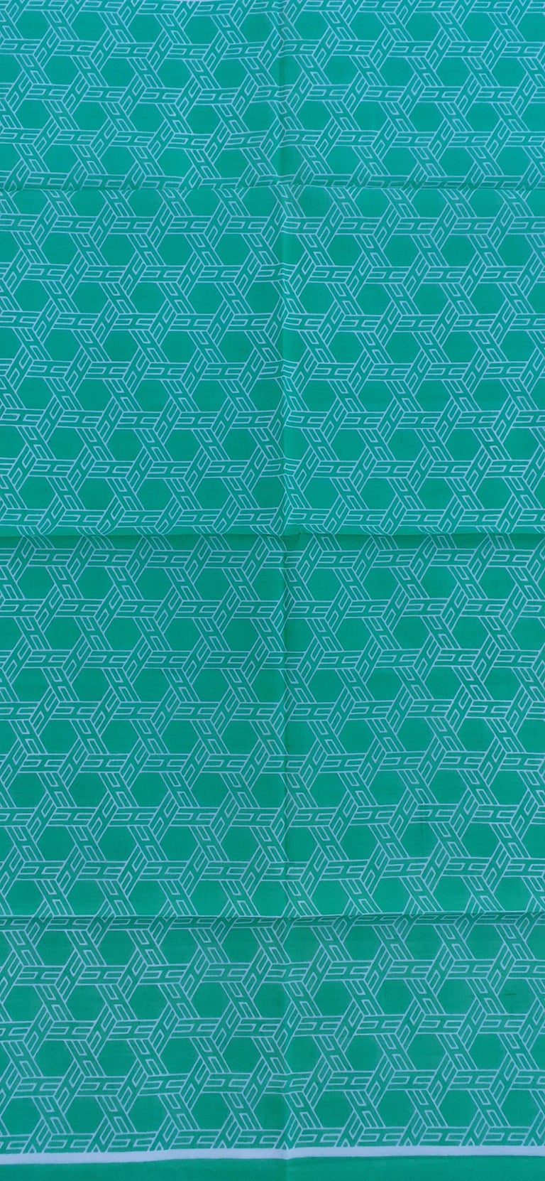 Hermès Cotton Scarf SO H Pattern Origny Green White 83 cm at 1stDibs