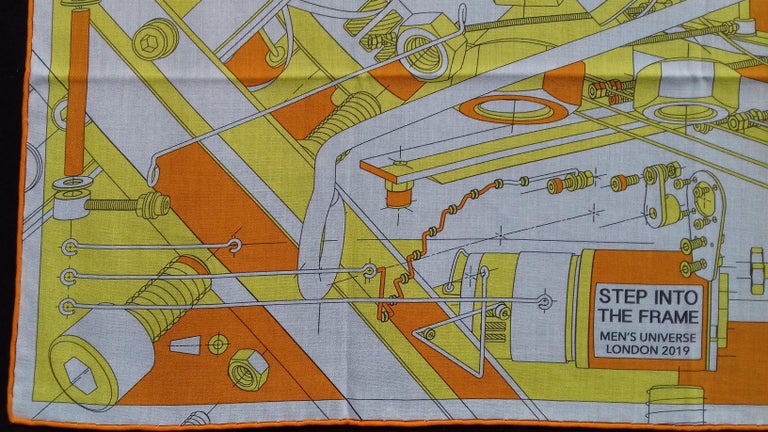 Hermès Cotton Scarf Step into the Frame Men's Universe 2019 Yellow ...
