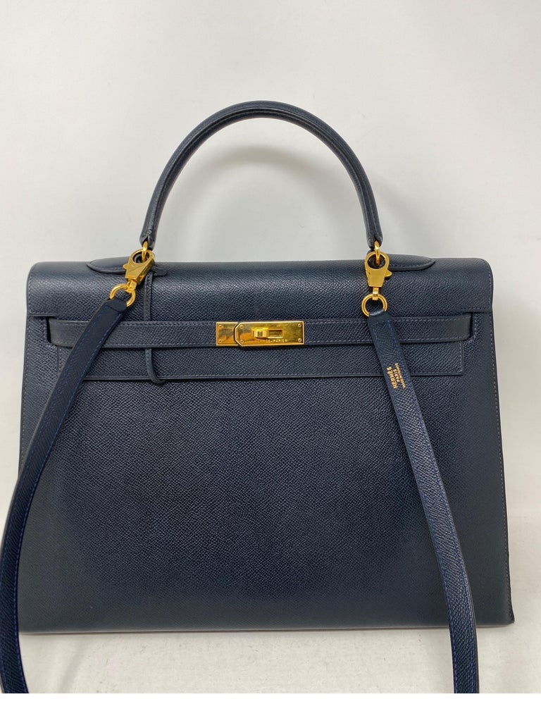 Hermes Courchevel Navy Kelly 35 Bag For Sale at 1stDibs