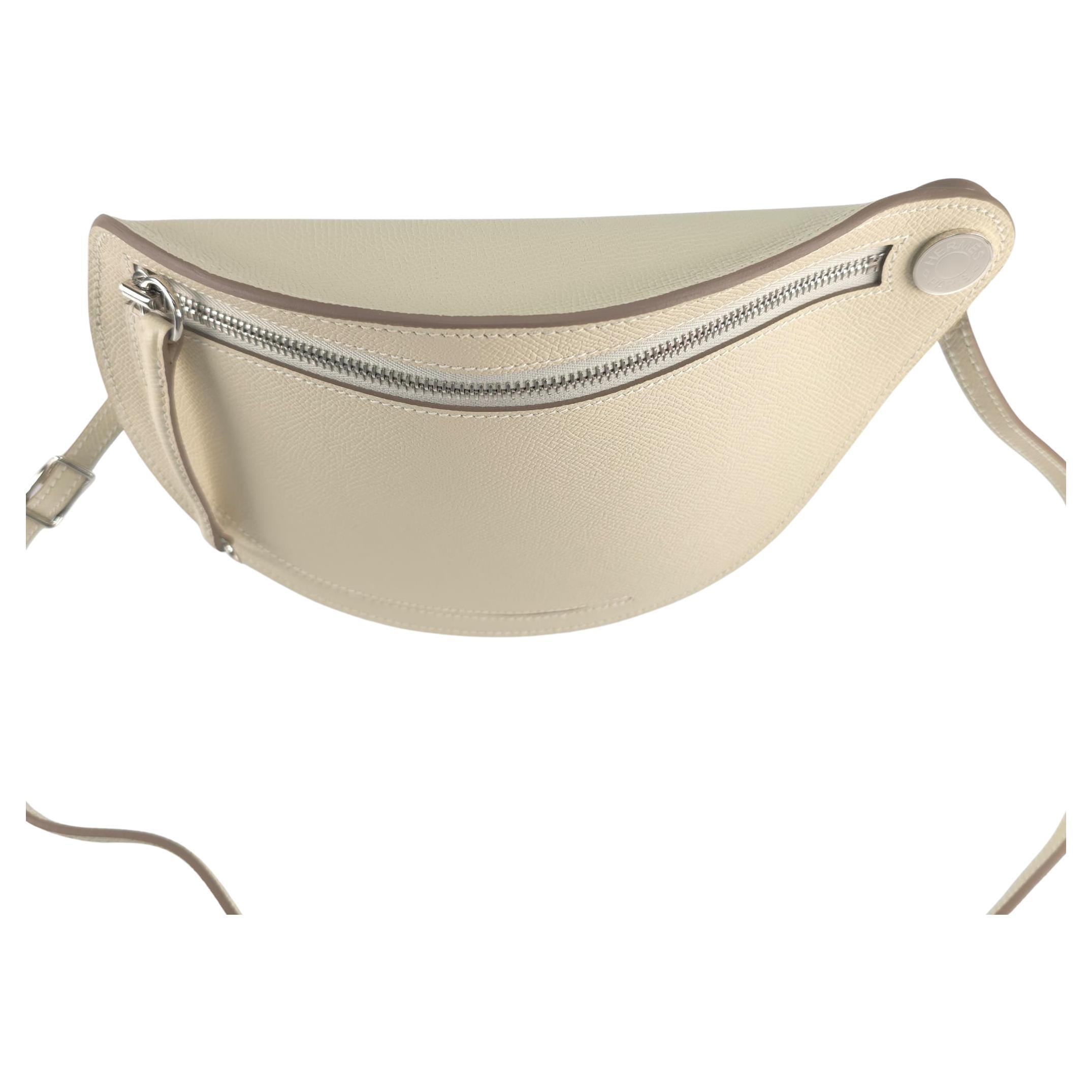 Hermès craie Palladium plated Petite Course bag For Sale at 1stDibs