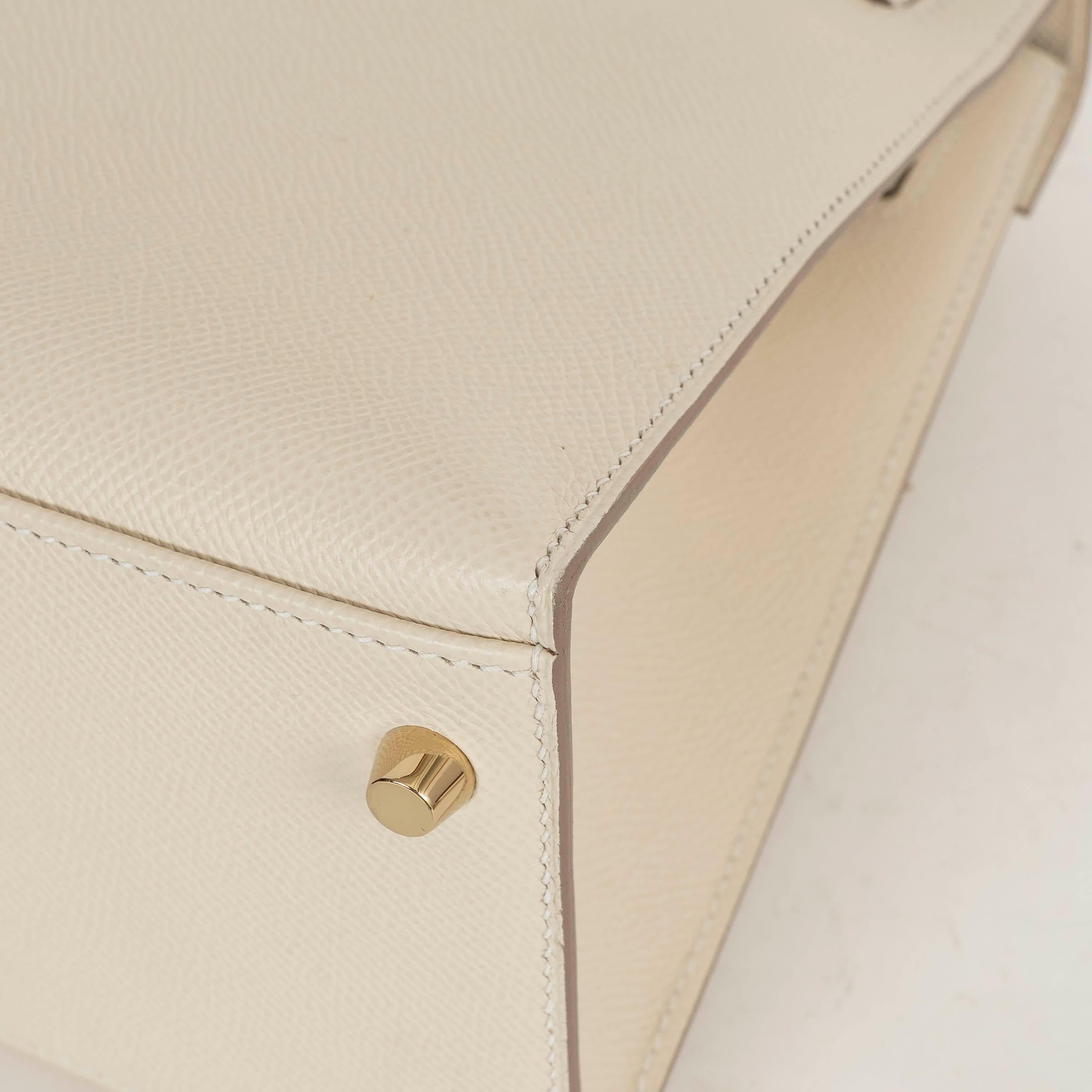 HERMES Craie white Epsom leather KELLY 28 SELLIER Bag Ghw For Sale at ...