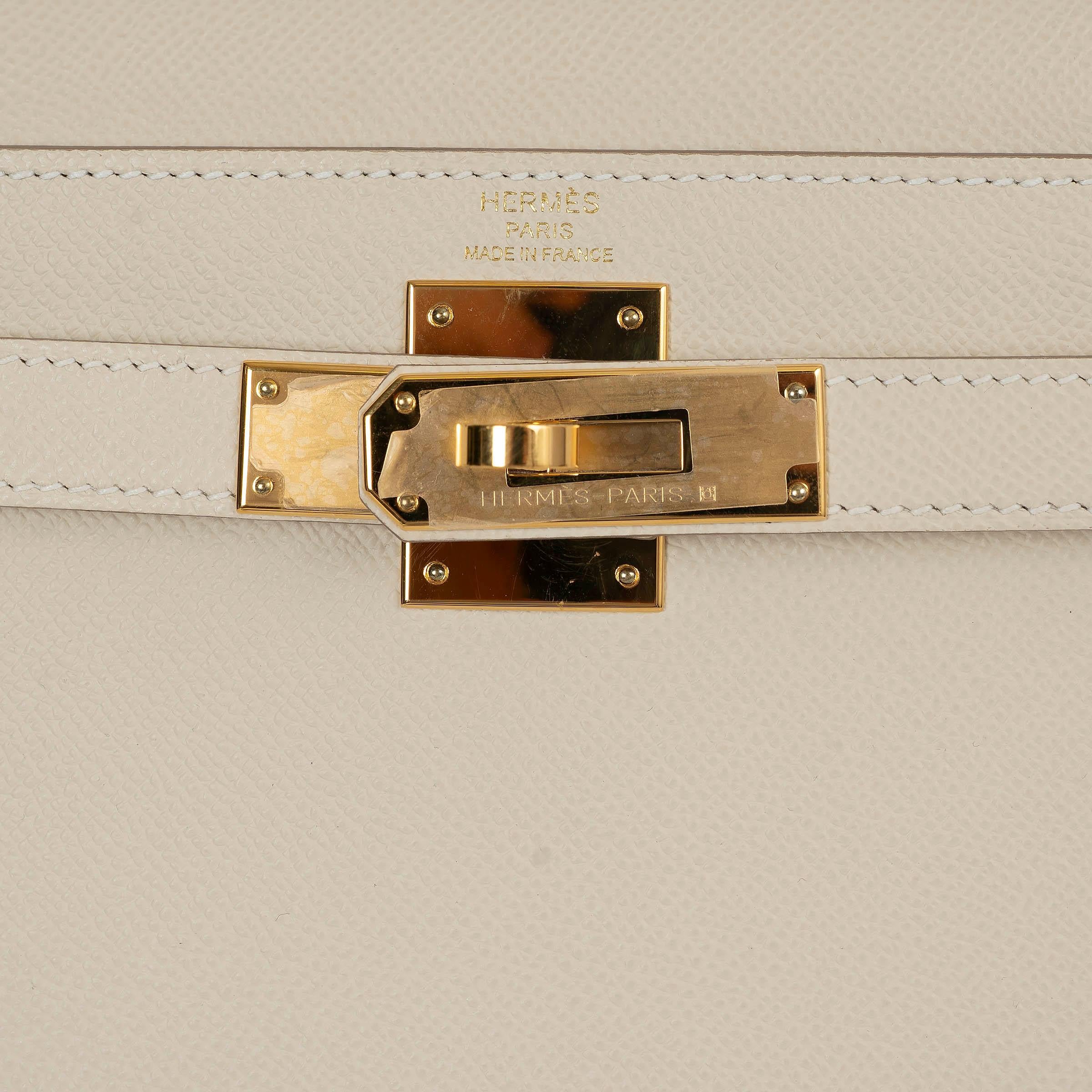 HERMES Craie white Epsom leather KELLY 28 SELLIER Bag Ghw For Sale at ...