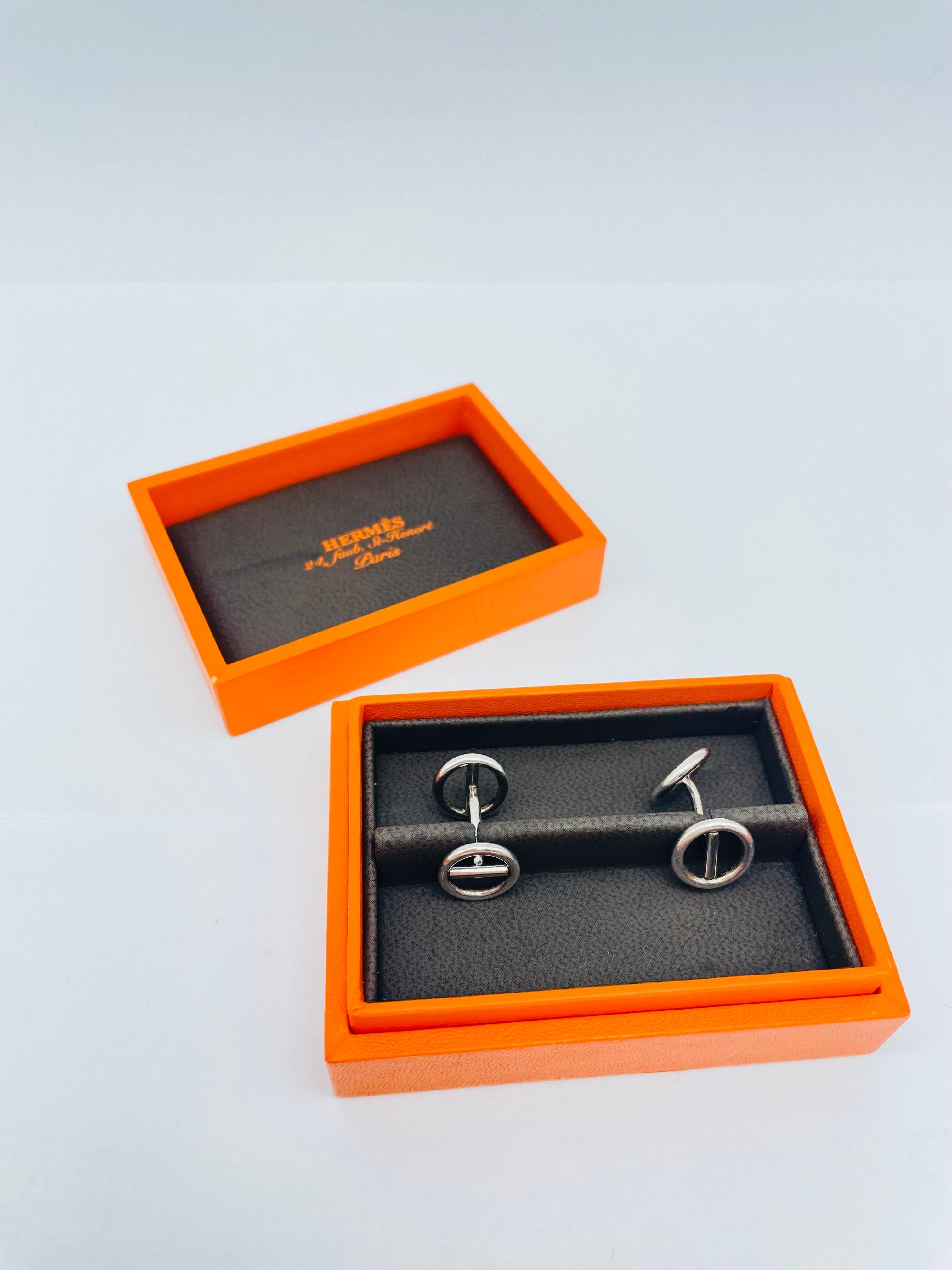 Hermès Cufflinks 925 Sterling Silver with Original Packaging For Sale ...