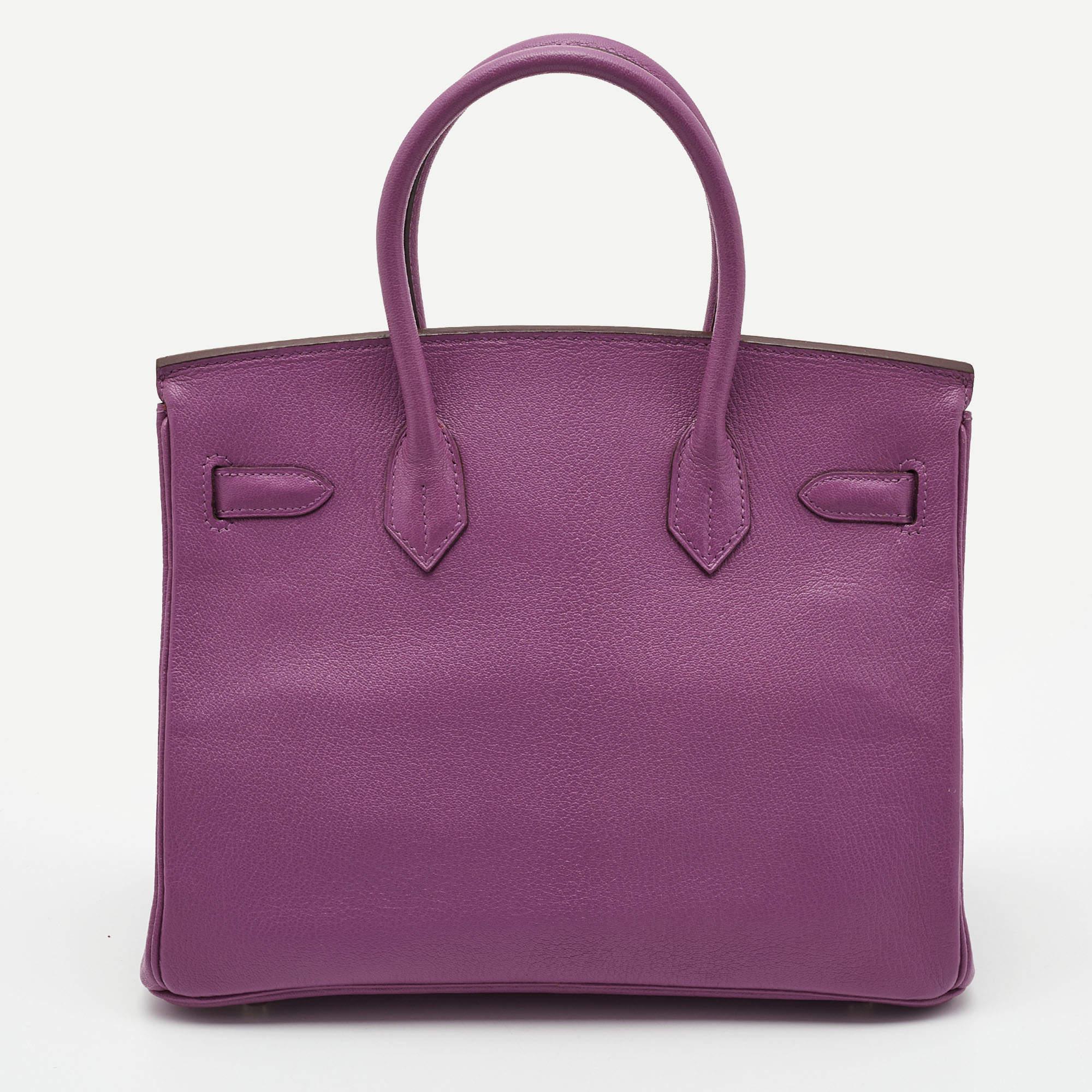 Hermes Cyclamen Chevre Leather Palladium Finish Birkin 30 Bag For Sale ...