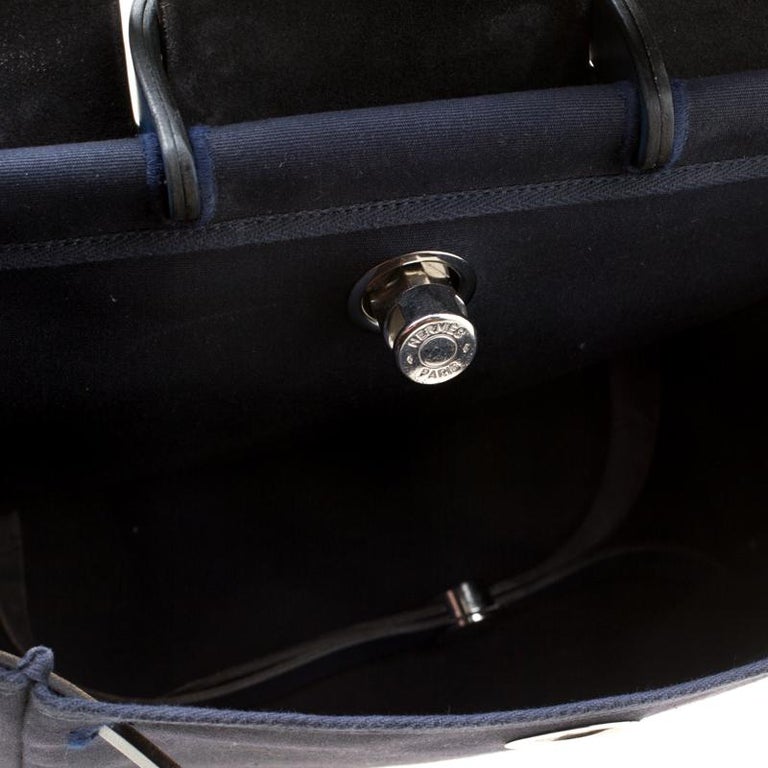 Hermes Denim Blue Fabric and Leather 2-in-1 Herbag Backpack For Sale at ...