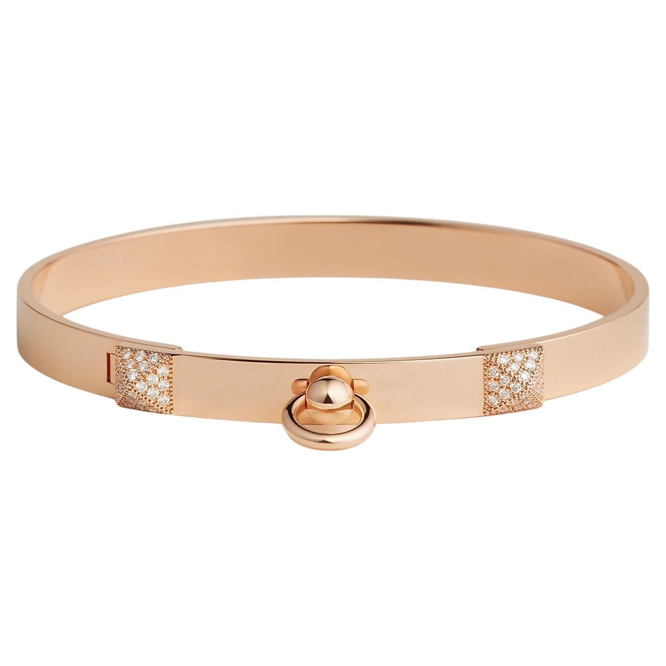 Hermes Kelly Clochette bracelet, very small model pink gold For Sale at ...