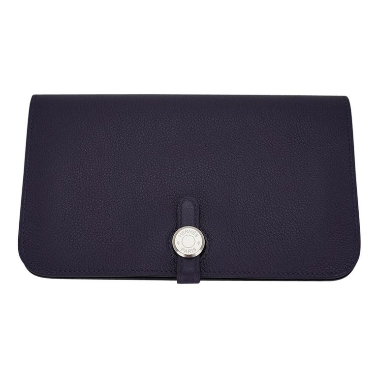 Hermes Dogon Duo Wallet Blue Nuit Evercolor Palladium Hardware For Sale ...