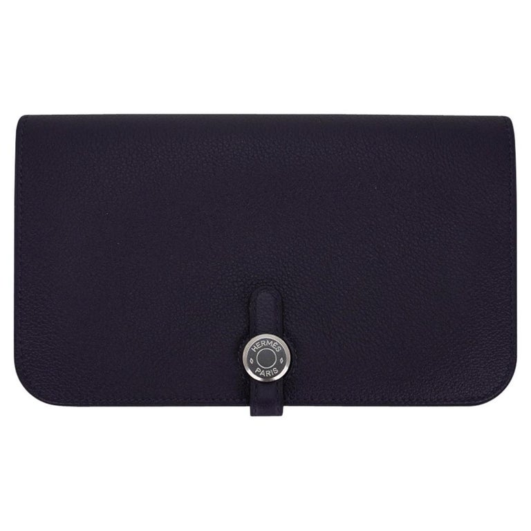 Hermes Dogon Duo Wallet Blue Nuit Evercolor Palladium Hardware For Sale ...