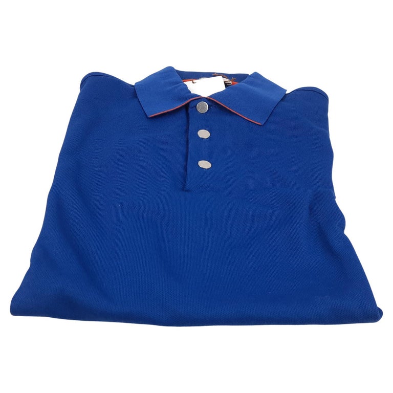 Hermes Double Game Technical Polo Shirt Royal Blue Size S For Sale at ...