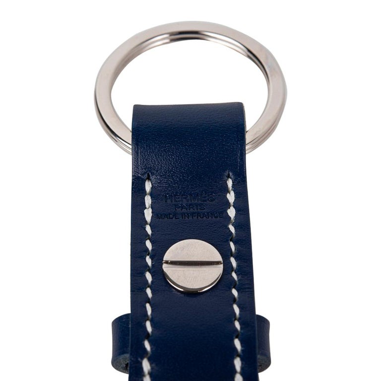 Hermes Double Jeu Voiturier Valet Key Ring Blue Sapphire Palladium New ...