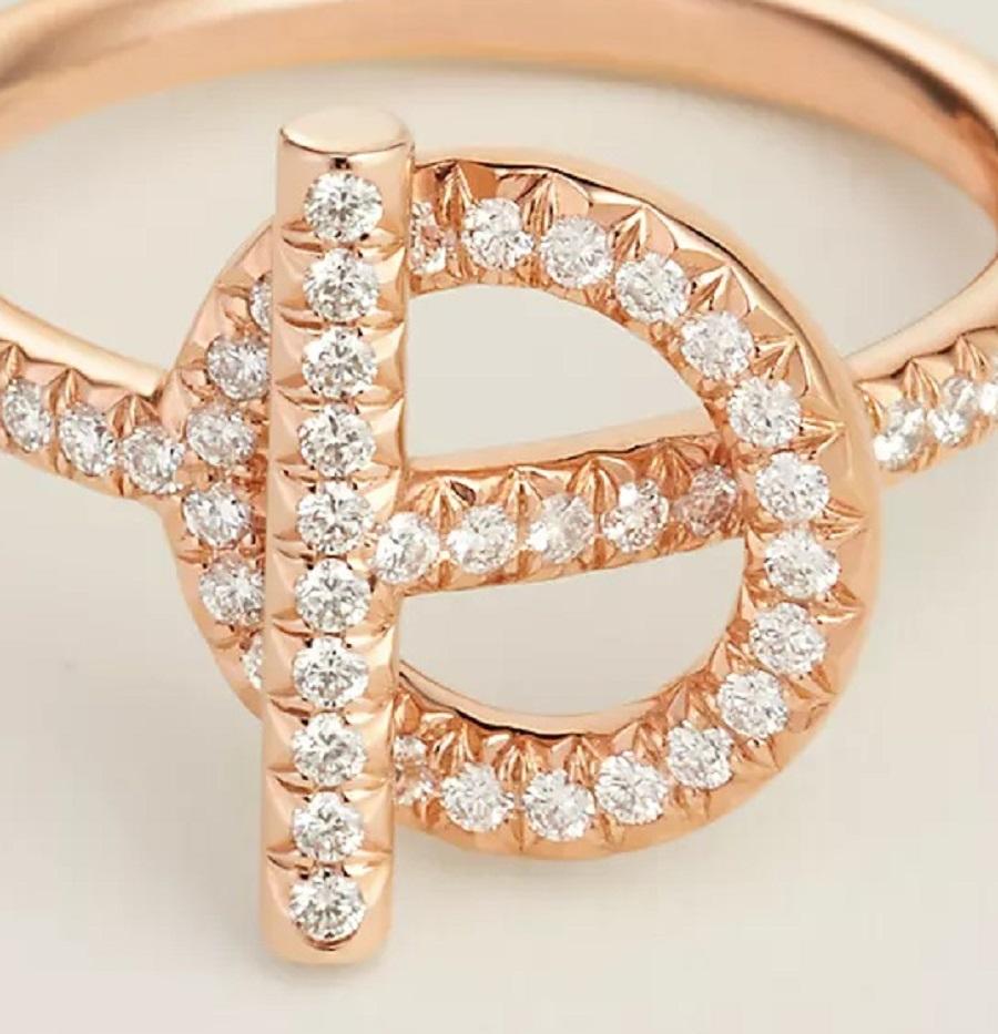 Hermes Echappee Hermes ring, small model rose gold diamonds size 56mm us 7 1/2 at 1stDibs ...