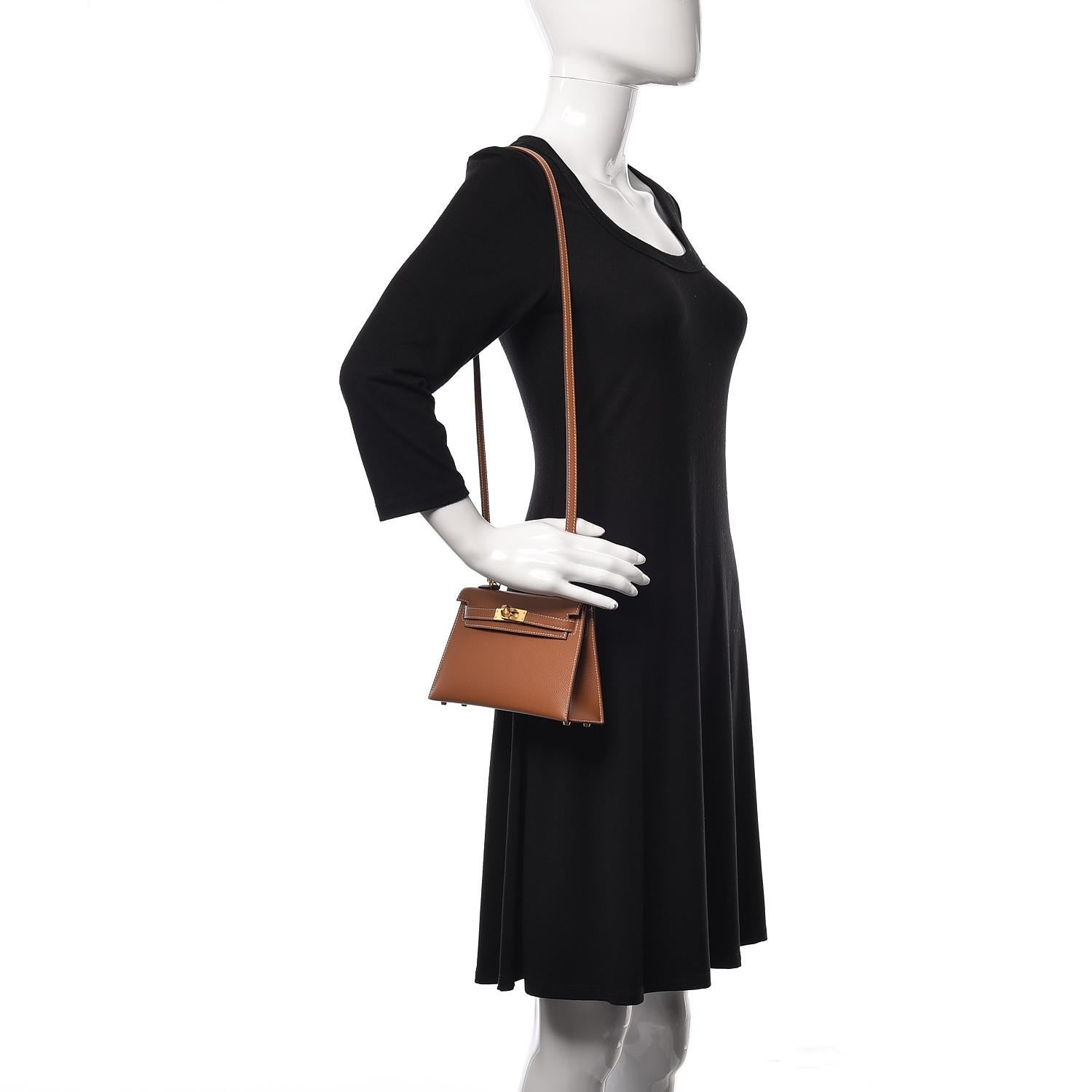 HERMES EPSON GOLD COLOR MINI KELLY BAG SIZE 20 21ST CENTURY top handle ...