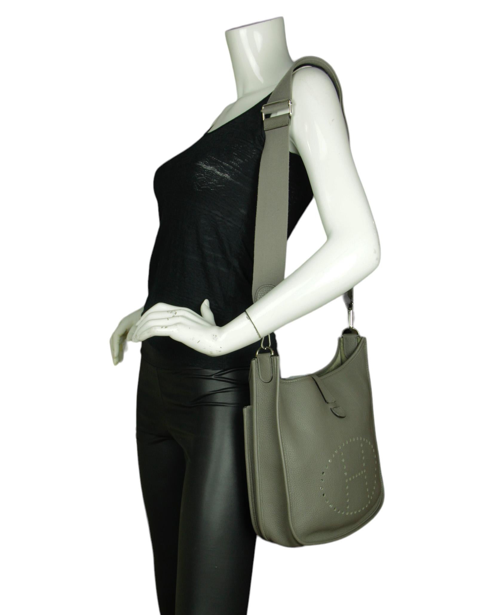 Hermes Etain Clemence Leather Evelyne III 29 PM Messenger Bag at 1stDibs