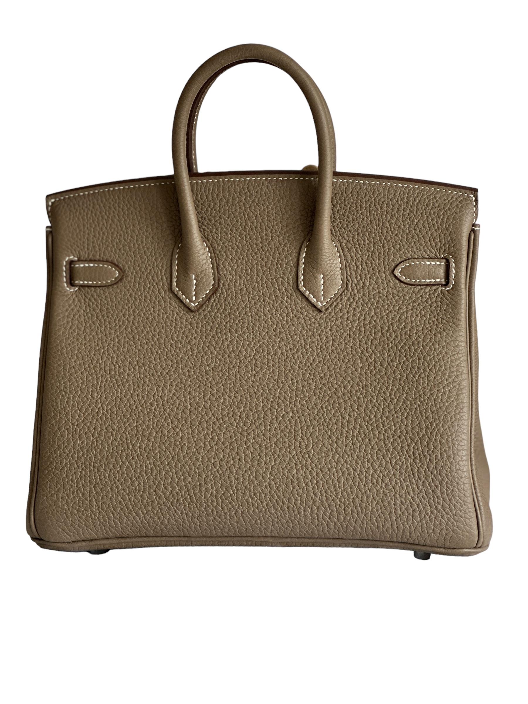 Hermes Etoupe Birkin 25cm Togo Palladium Hardware For Sale at 1stDibs