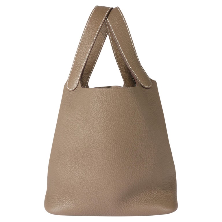 Hermes Etoupe Clemence Picotin 22 For Sale at 1stDibs