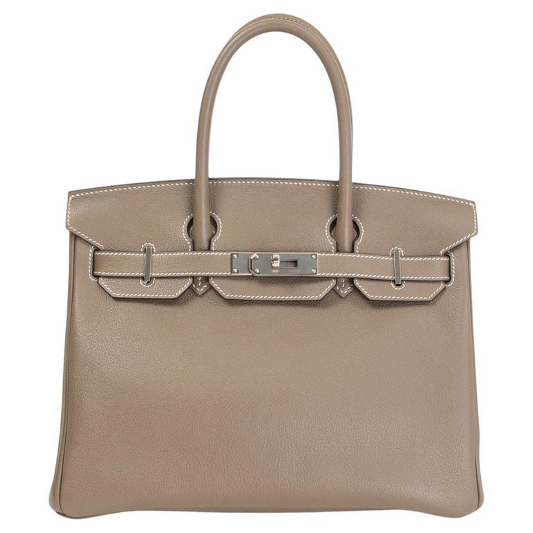 HERMES Etoupe taupe Novillo leather BIRKIN 30 Bag Palladium at 1stDibs