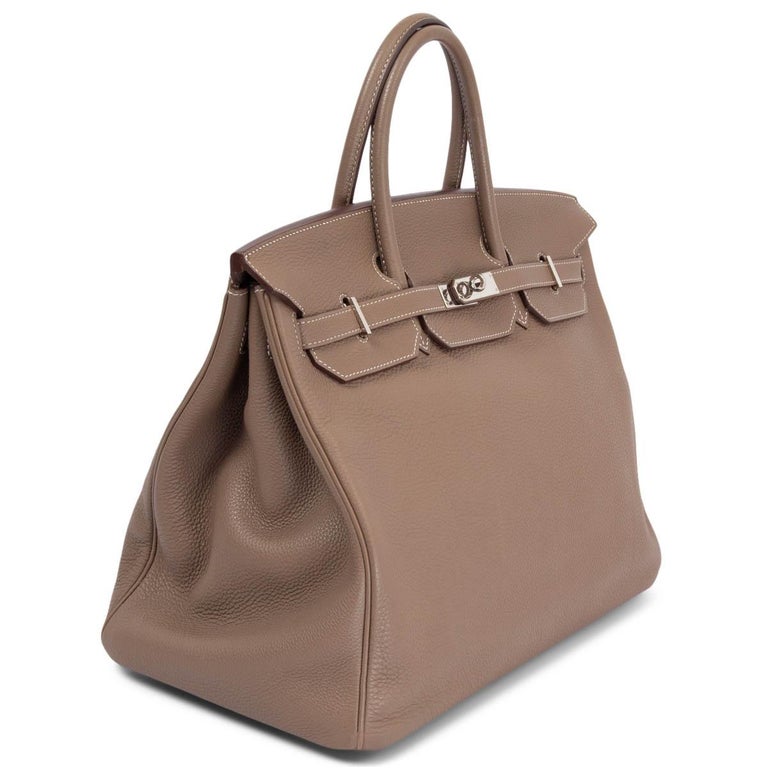 HERMES Etoupe taupe Togo leather BIRKIN 40 Bag Phw For Sale at 1stDibs