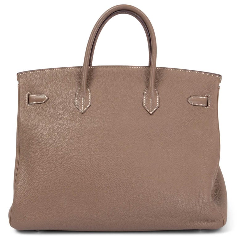 HERMES Etoupe taupe Togo leather BIRKIN 40 Bag Phw For Sale at 1stDibs