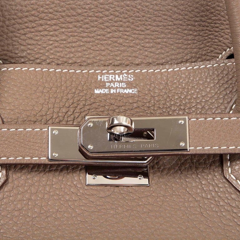 HERMES Etoupe taupe Togo leather BIRKIN 40 Bag Phw For Sale at 1stDibs