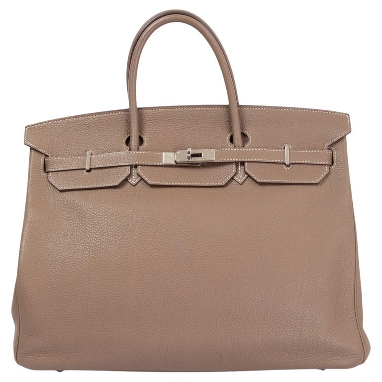 HERMES Etoupe taupe Togo leather BIRKIN 40 Bag Phw For Sale at 1stDibs