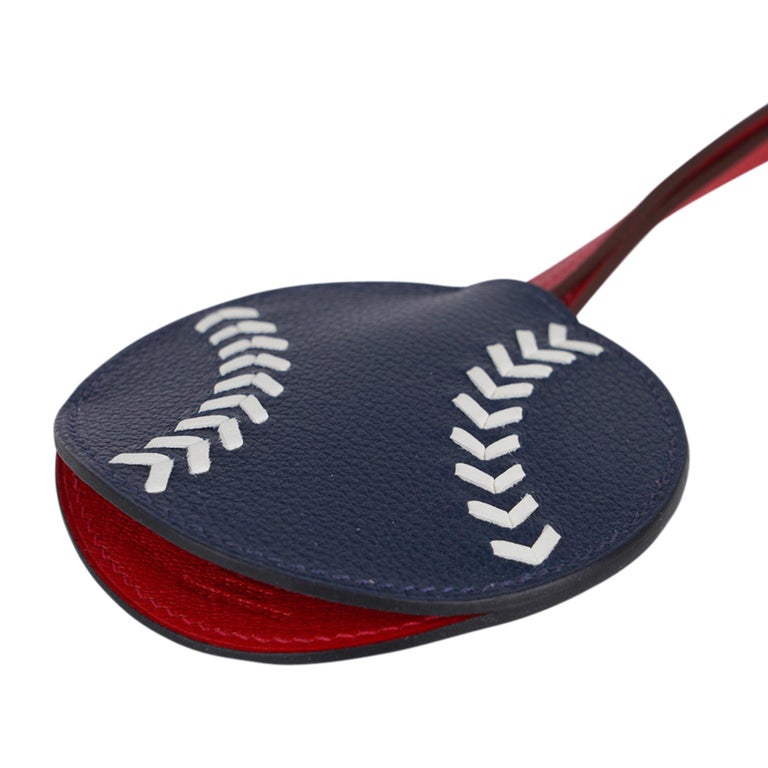 Hermes Etui Cles Baseball Key Holder Blue De Malte / Rouge/ White New ...