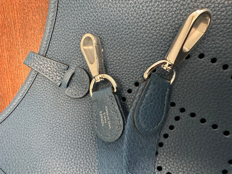 Hermès Evelyne 16 TPM Deep Blue Bag Palladium Hardware at 1stDibs