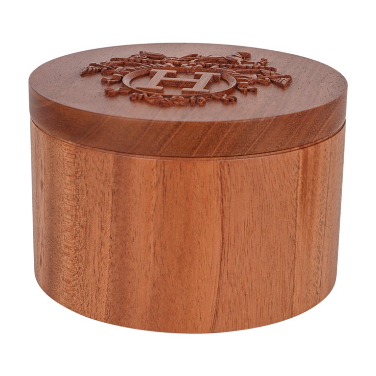 Hermes Ex-Libris Twilly Box Boite Ronde Mahogany Wood New w/ Box For ...