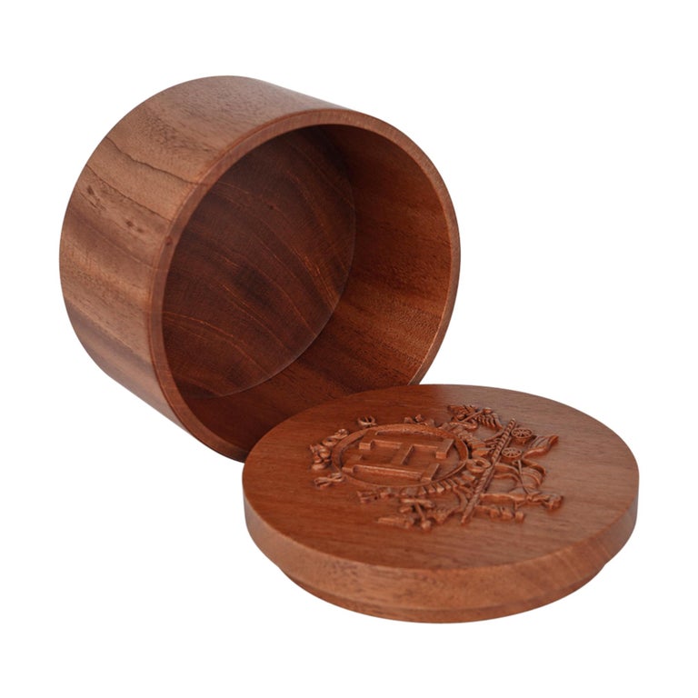 Hermes Ex-Libris Twilly Box Boite Ronde Mahogany Wood New w/ Box For ...