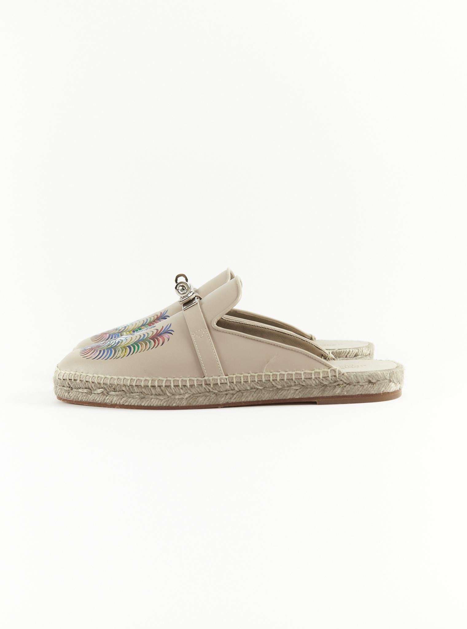 HERMÈS FERIA ESPADRILLE WITH TIGER ROYAL PRINT Blance Gomme and ...