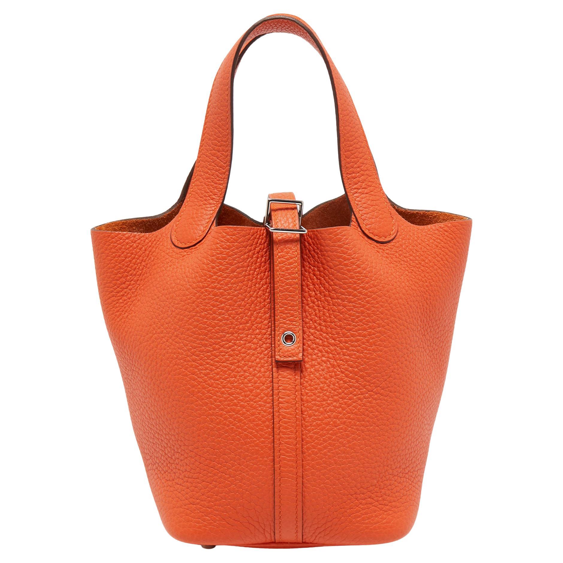 Hermès - Sac Picotin Lock 18 en cuir Feu Clemence En vente sur 1stDibs