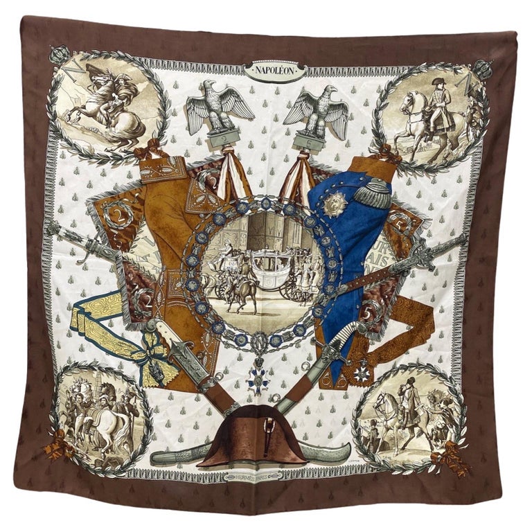 Hermès Foulard Napoleon Brown For Sale at 1stDibs