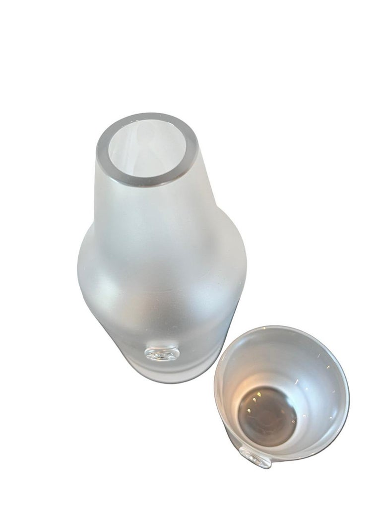 Hermès, French 2-piece Frosted Crystal Bedside Decanter Carafes For ...