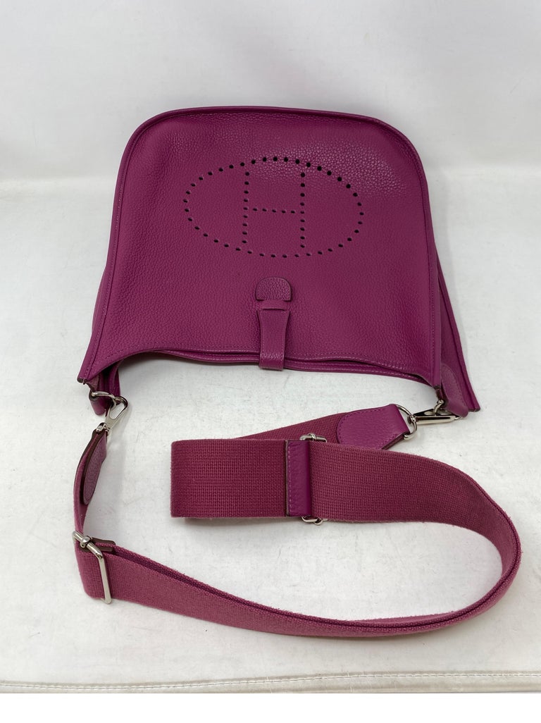 Hermes Fuschia Evelyne GM Bag For Sale at 1stDibs