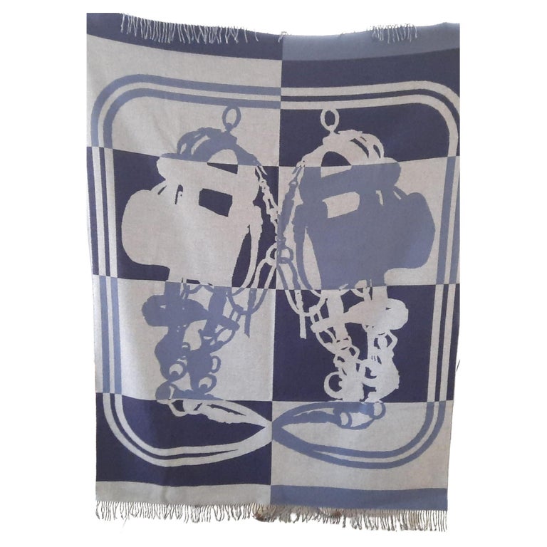 Hermes Gala Brides Plaid Color Glacier Jacquard Woven Throw Merino Wool ...