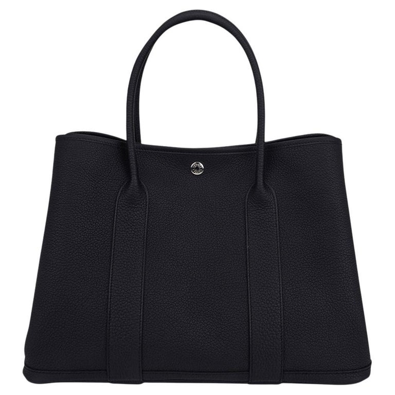 Hermes Garden Party 36 Bag Black Negonda Leather Palladium New w/Box at 1stDibs
