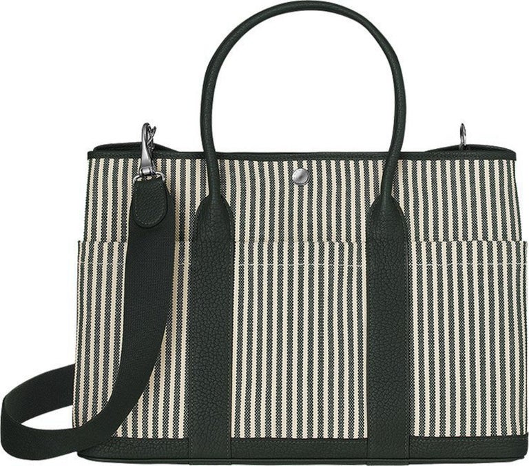 Hermes Garden Party Pockets Bag Canvas Vert Anglais/Vert Fonce Vache ...