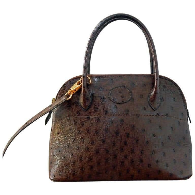 Hermes Genuine Ostrich Baby Bolide Handbag Unused! For Sale at 1stDibs