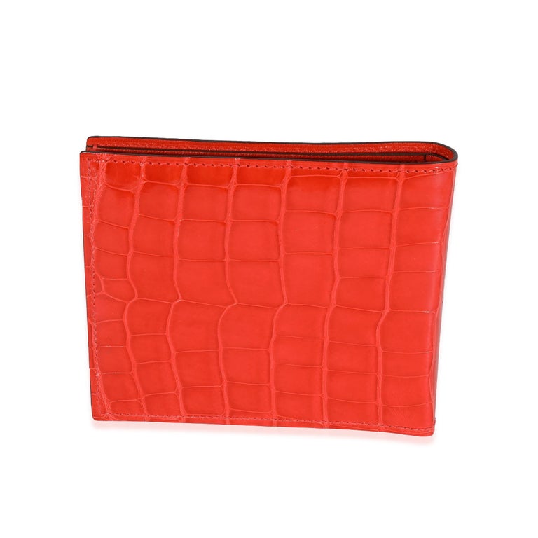 Hermès Geranium Shiny Alligator MC² Copernic Wallet For Sale at 1stDibs