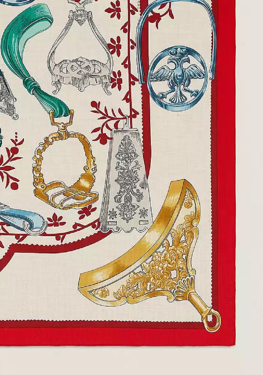 Hermes Giant Triangle Stirrups Remix Red, Natural, Bronze Cashmere And ...