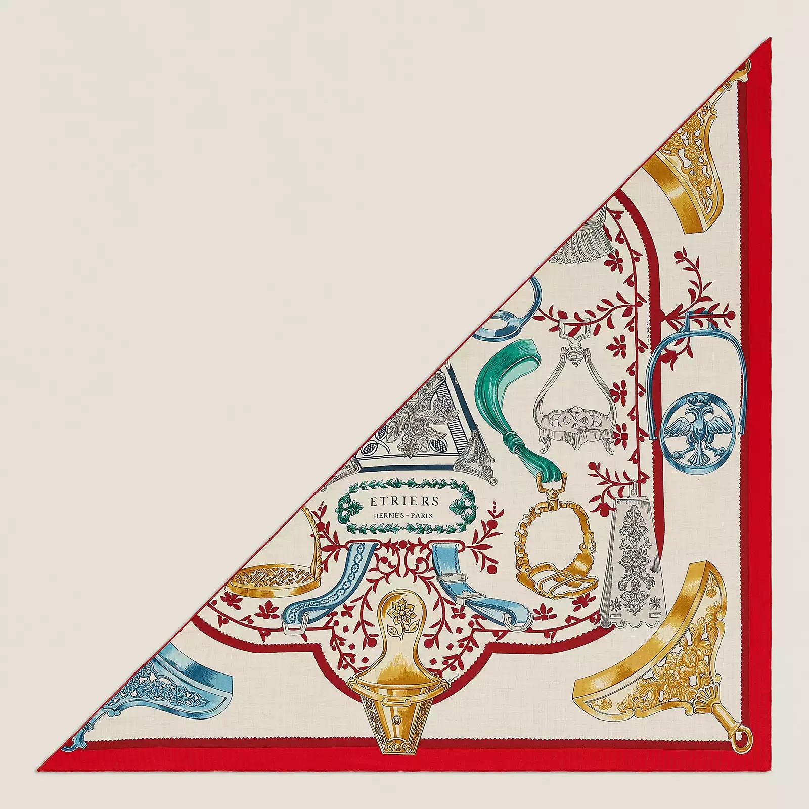 Hermes Giant Triangle Stirrups Remix Red, Natural, Bronze Cashmere And ...