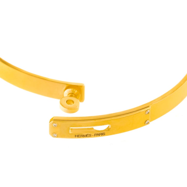 Hermes Gold and Diamond Kelly Bangle Size Large For Sale at 1stDibs