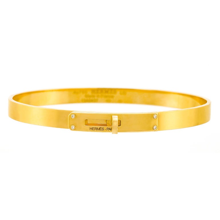 Hermes Gold and Diamond Kelly Bangle Size Large For Sale at 1stDibs