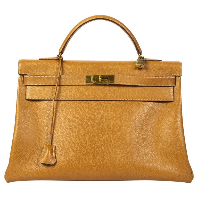 Hermes Gold Ardennes Kelly 40 Retourner at 1stDibs