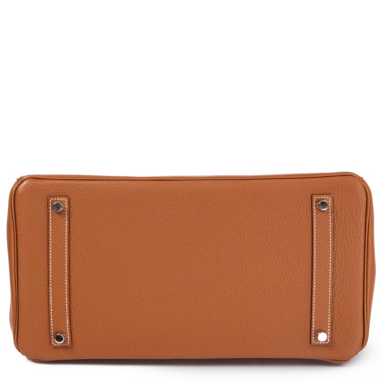 HERMES Gold camel Togo leather BIRKIN 35 Bag Phw For Sale at 1stDibs