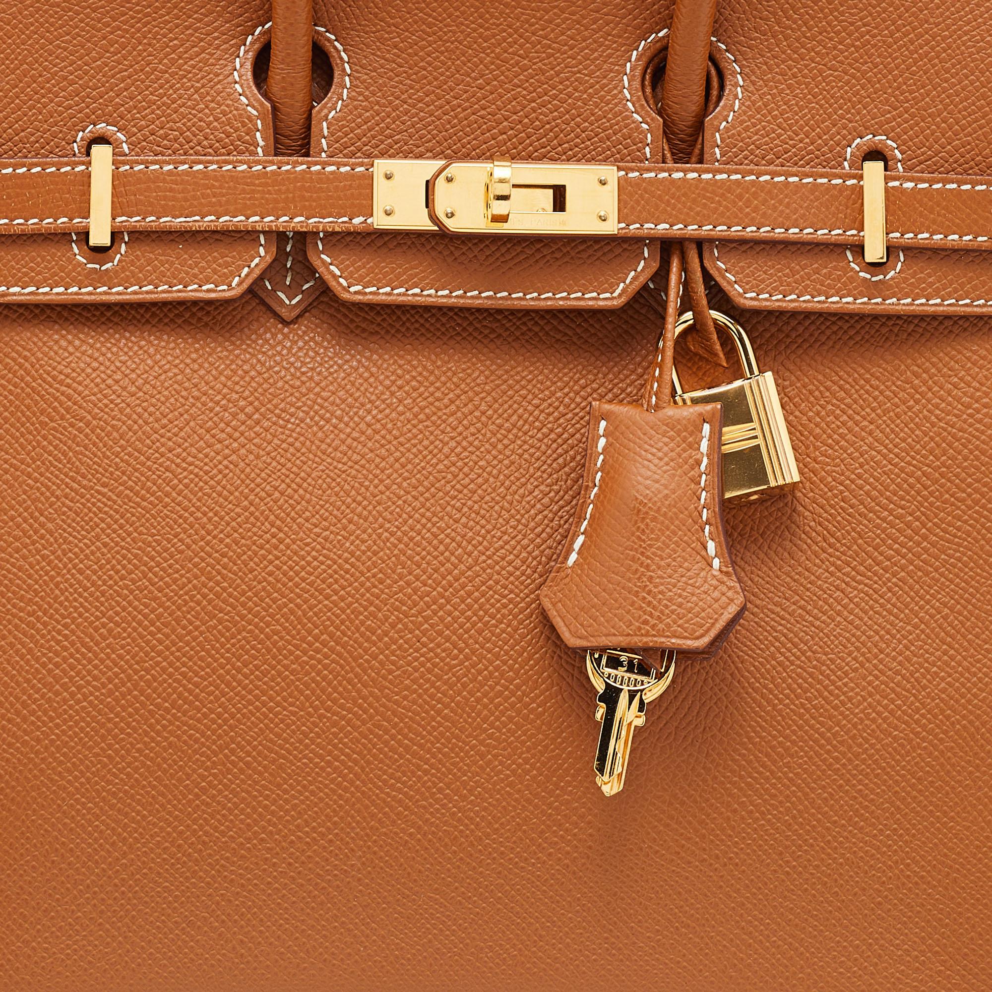 Hermes Gold Epsom Leather Gold Finish Birkin 25 Bag For Sale at 1stDibs