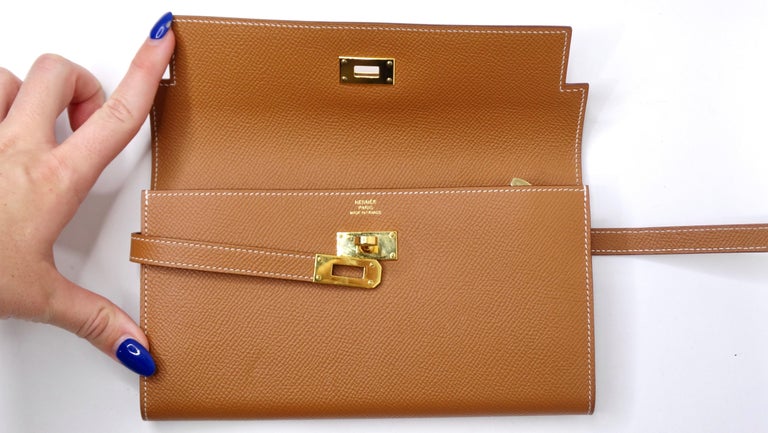 Hermes Gold Epsom Leather Kelly Classic Wallet For Sale at 1stDibs