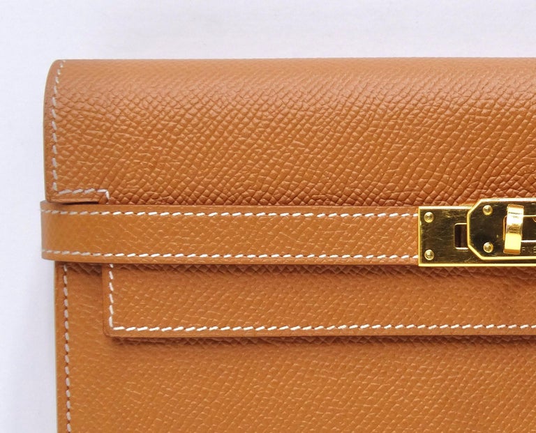 Hermes Gold Epsom Leather Kelly Classic Wallet For Sale at 1stDibs