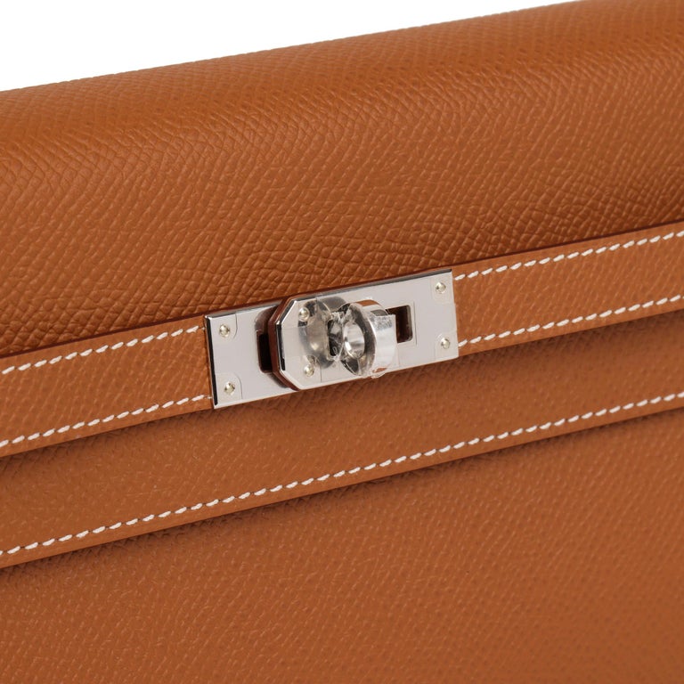 HERMÈS Gold Epsom Leather Kelly To Go Long Wallet For Sale at 1stDibs
